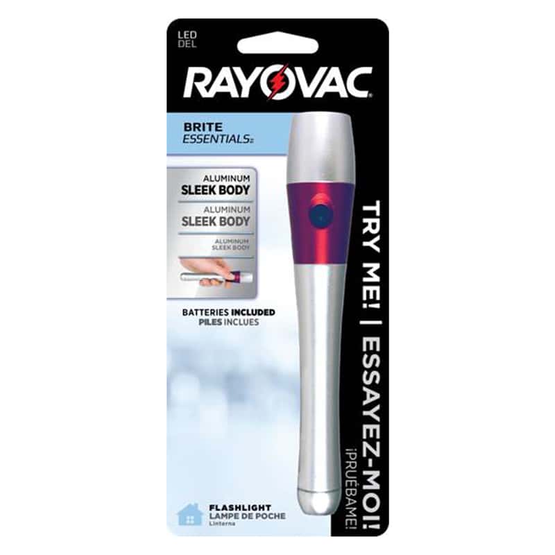 Rayovac Brite Essentials 60 lm Silver LED Flashlight AA Battery - Ace ...