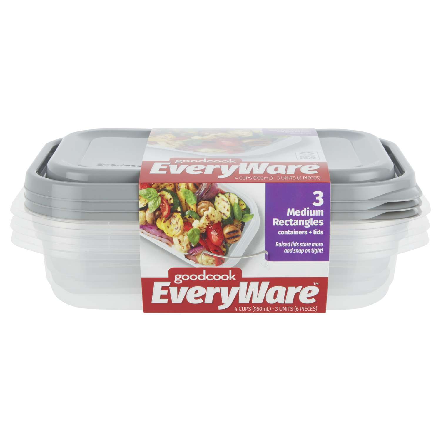 Good Cook EveryWare 4 cups Clear Food Storage Container Set 3 pk Mfr ...