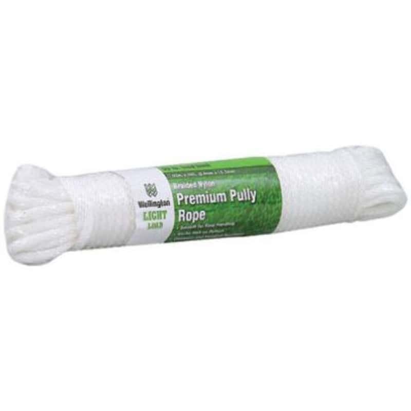 Wellington 7/32 in. D X 50 ft. L White Solid Braided Nylon Pulley Rope ...