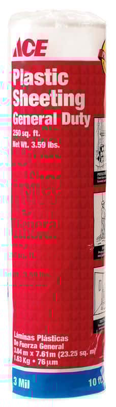 Ace Plastic Sheeting 3 mil T X 10 ft. W X 25 ft. L Polyethylene Clear ...