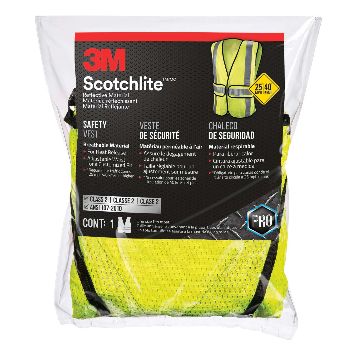 3M Scotchlite Reflective Safety Vest with Reflective Stripe Yellow One ...