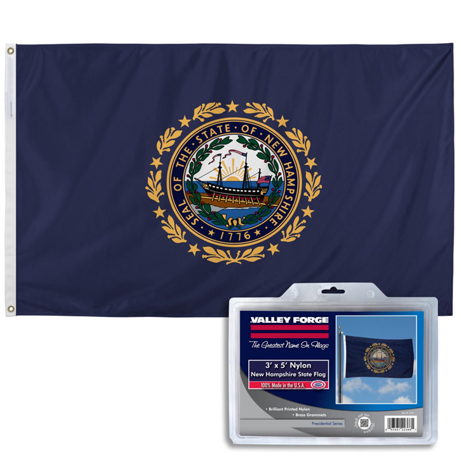 Valley Forge New Hampshire State Flag 36 in. H X 60 in. W Mfr# NH3 ...