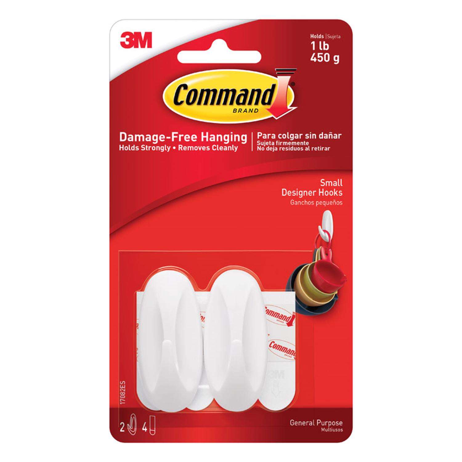 3M Command Small Plastic Designer Hooks 2.125 in. L 2 pk Mfr# 17082ES ...