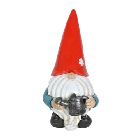 WindyWing Multicolored Resin 12.5 in. H Red Hat Garden Gnome with ...