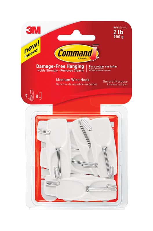 3M Command Medium Plastic Wire Hooks 2-1/6 in. L 7 pk Mfr# 17065-7ES ...