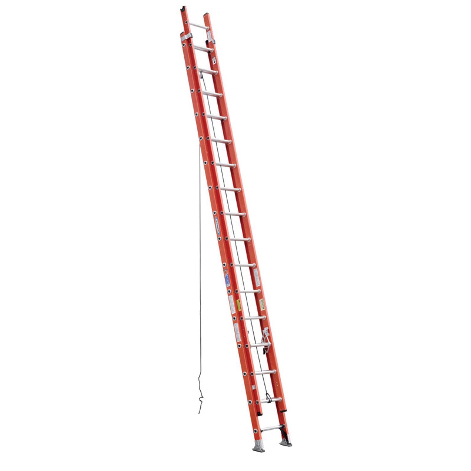 Werner 32 ft. H Fiberglass Extension Ladder Type IA 300 lb. capacity ...