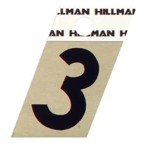 Hillman 1.5 in. Reflective Black Aluminum Self-Adhesive Number 3 1 pc ...