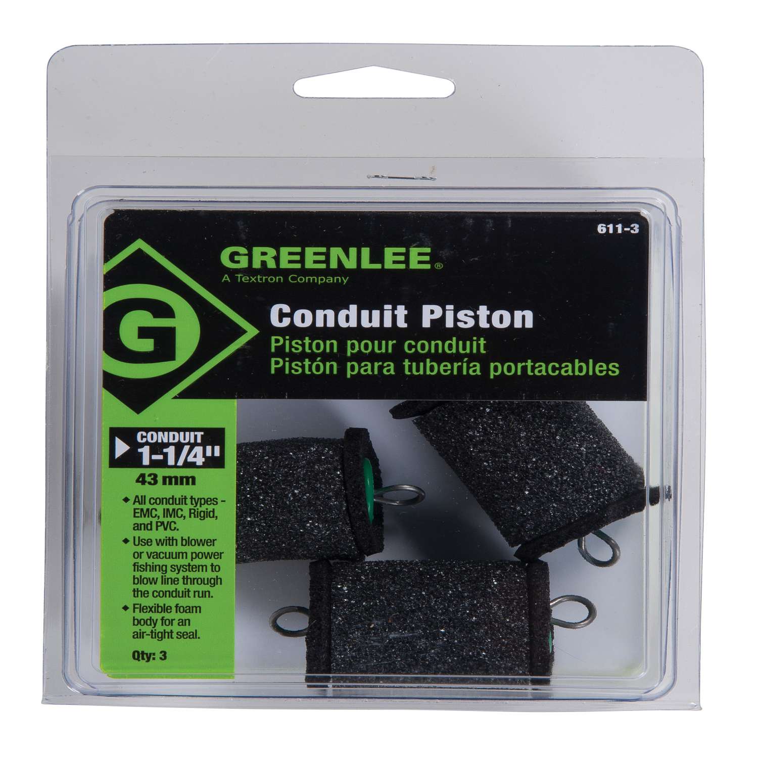 Greenlee 1-1/4 in. Rigid 1-1/4 in. L Conduit Piston Foam/Steel - Ace ...