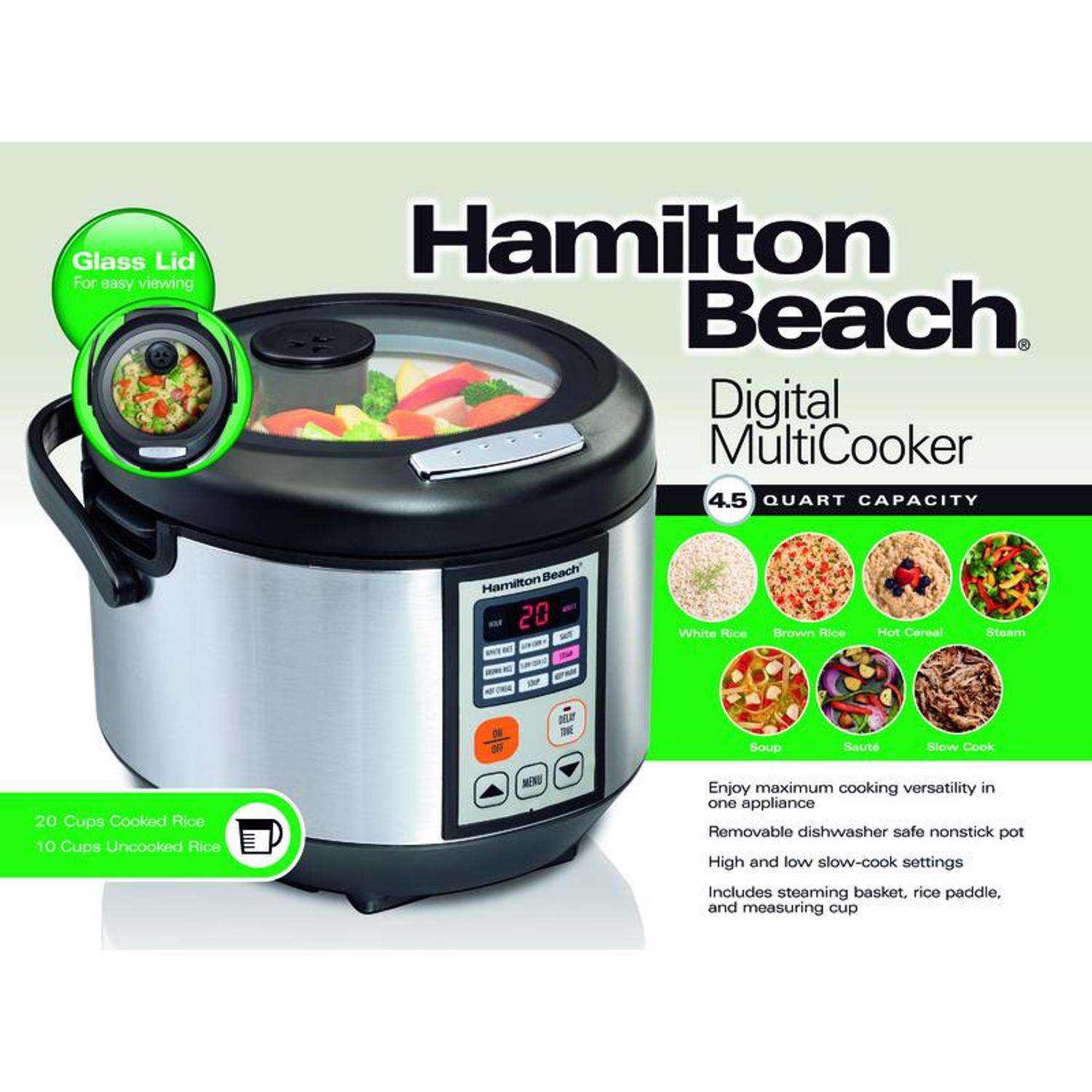 Hamilton Beach 4.5 qt Silver Stainless Steel Programmable Multi-Cooker ...