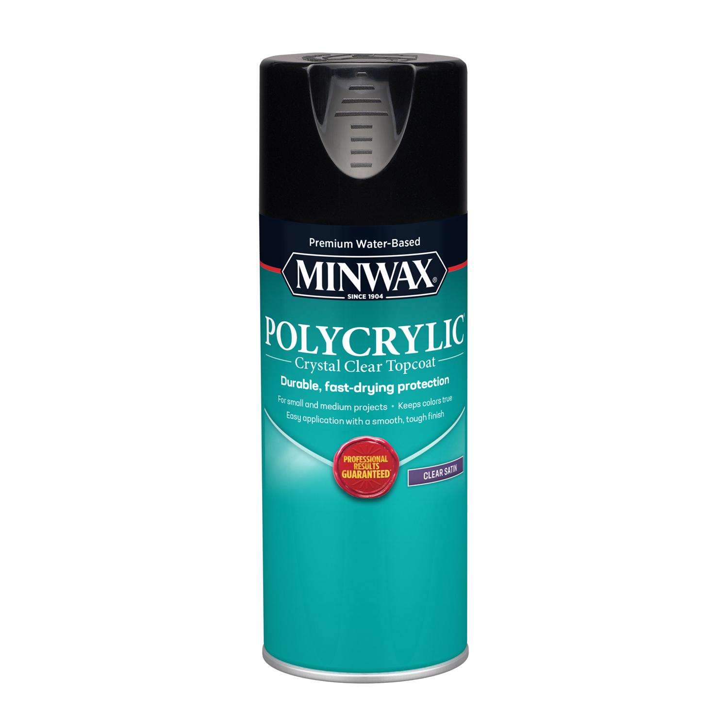 Minwax Polycrylic Satin Crystal Clear Water-Based Polyurethane 11.5 oz ...