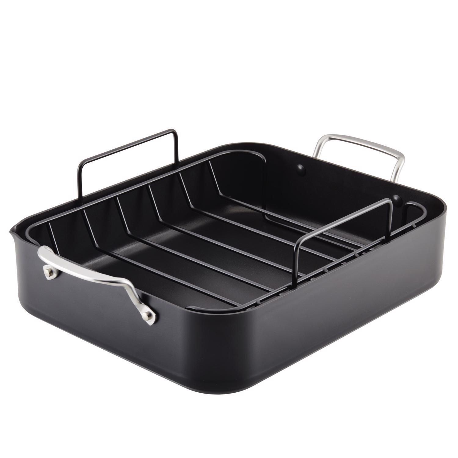 Circulon Anodized Aluminum Roaster with Rack Black - Sansujyuku