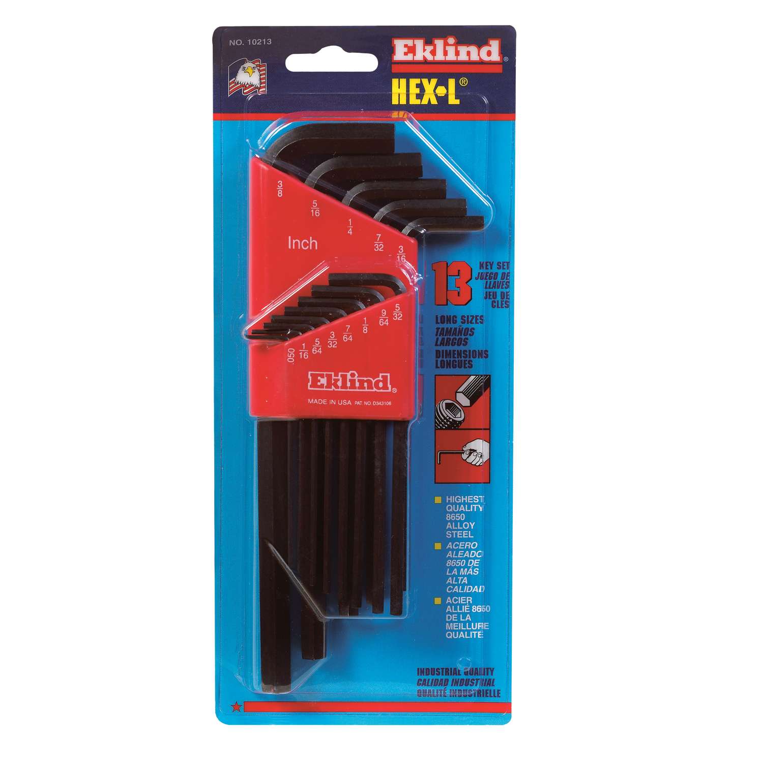 Eklind Hex-L .050 to 3/8 in. SAE Long Arm Hex L-Key Set 13 pc - Ace ...