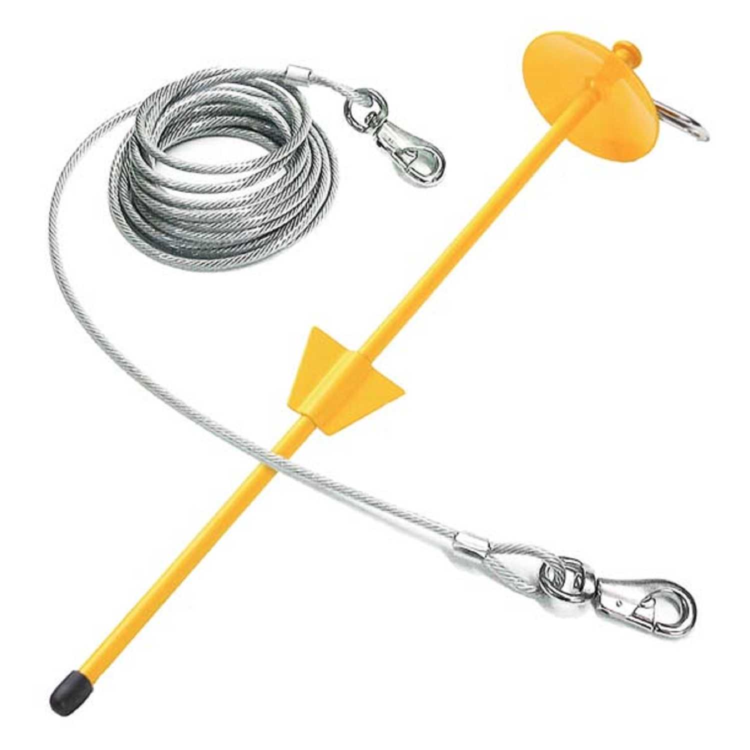 Boss Pet PDQ Yellow Tie-Out with Stake Metal Dog Tie Out Stake X-Large ...