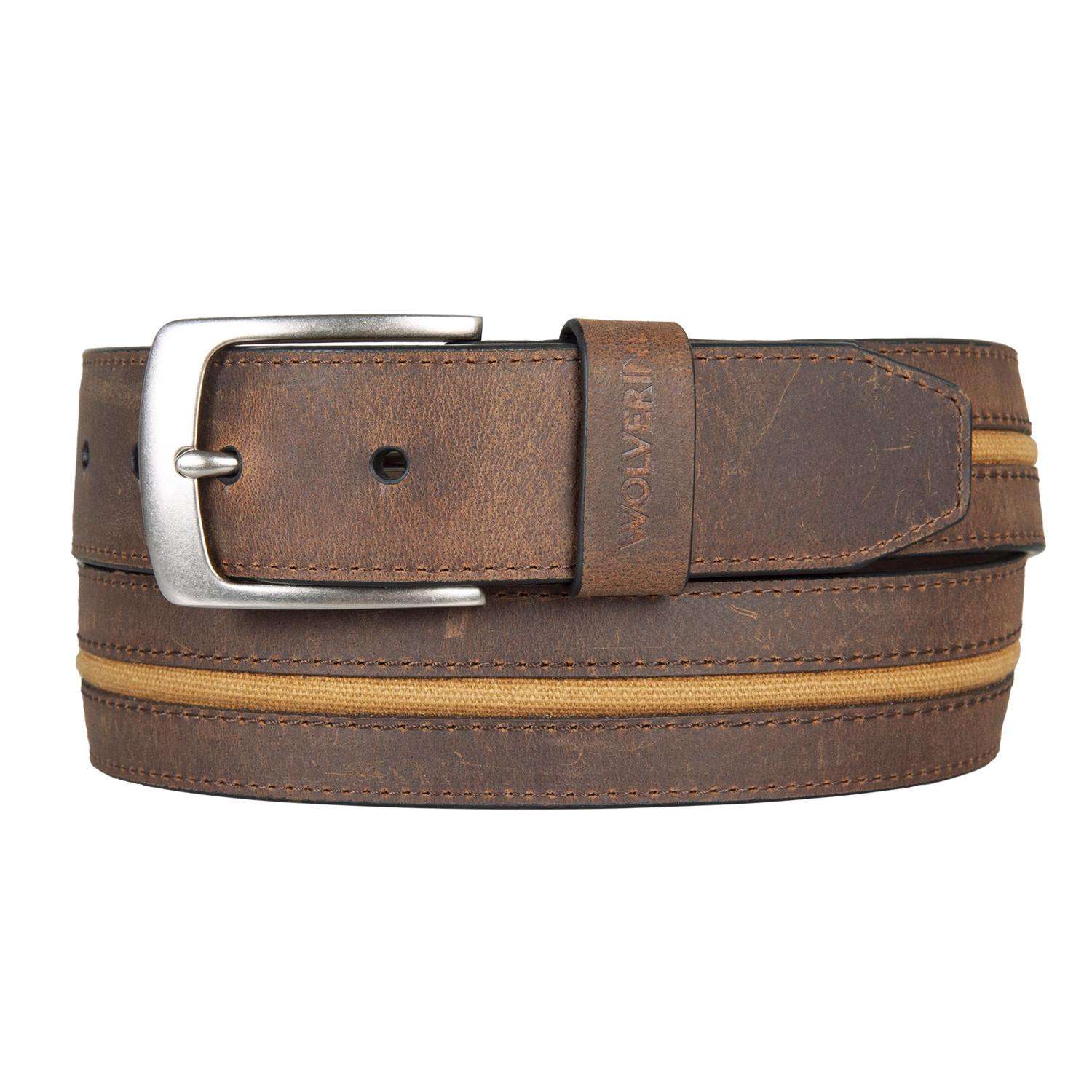 Wolverine Cotton/Leather Belt 1.5 in. W Brown - Ace Hardware