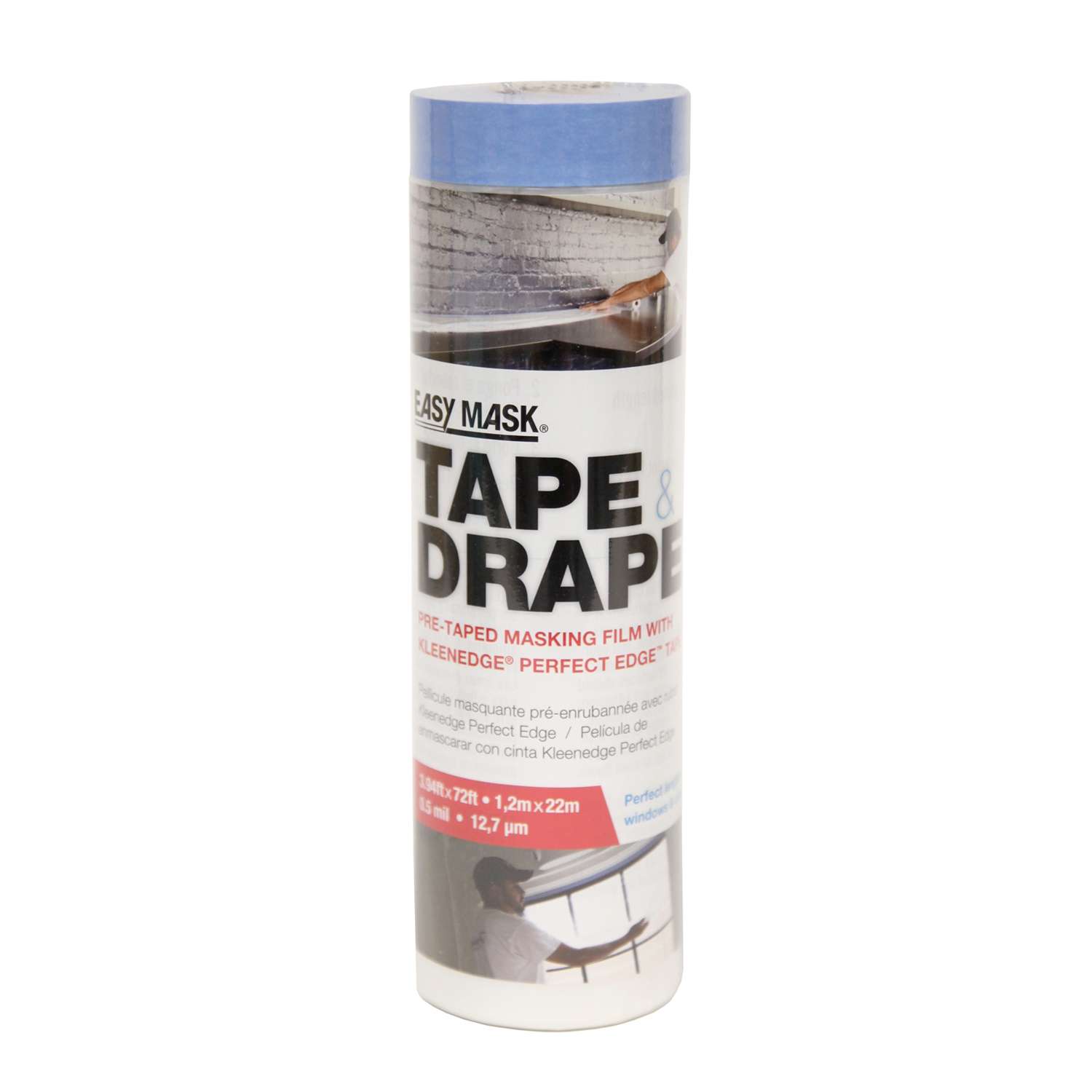 Trimaco Easy Mask 3.94 in. W X 72 ft. L X 0.5 mil Pre-Taped Plastic ...