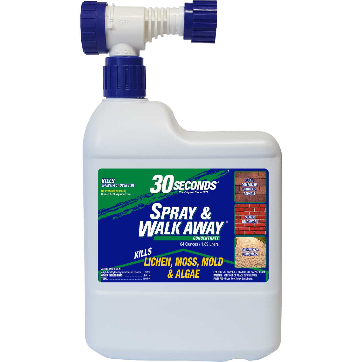 30 SECONDS Spray & Walk Away Lichen, Moss, Mold, Algae Killer 64 oz ...