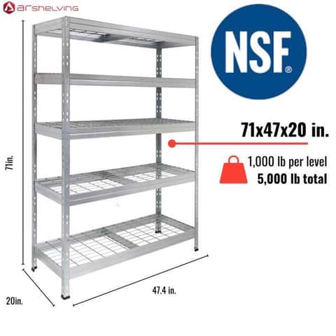 Ar Shelving Wire Heavy Duty 71 in. H X 47 in. W X 20 in. D Metal ...