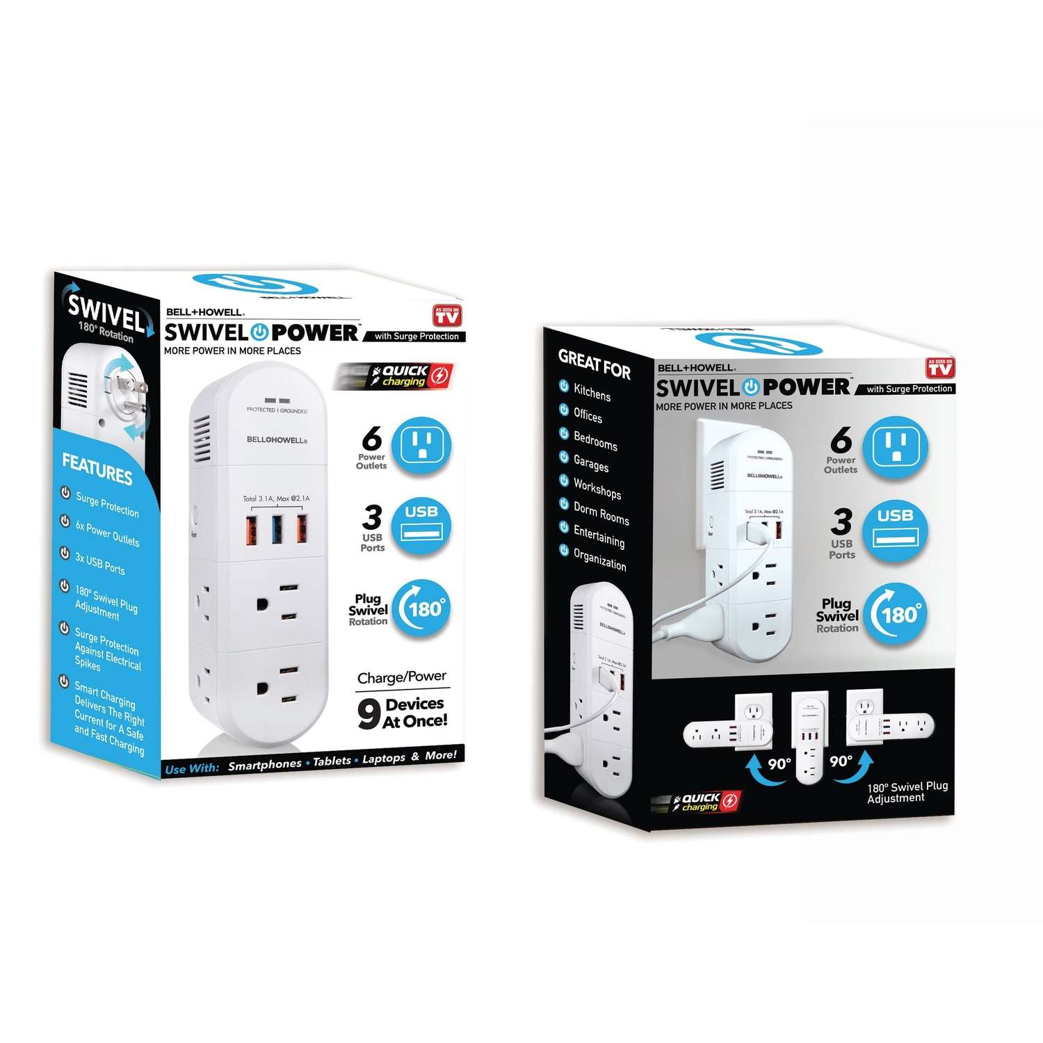 Bell & Howell Swivel Power Residential Plastic Grounding Outlet ...